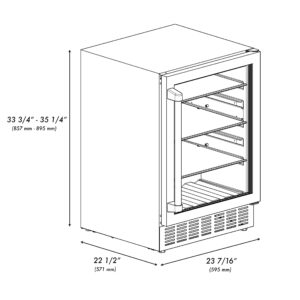 ZLINE 24" Autograph Edition 154 Can Beverage Cooler Fridge with Adjustable Shelves in Stainless Steel with Gold Accents (RBV-US-24-G)