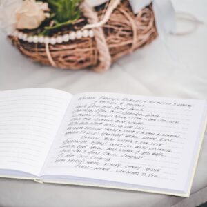 Beautiful Linen Wedding Guest Book for Your Wedding Reception - Simply Elegant Guestbook to Sign in and Add Polaroid Photos - The Perfect Wedding Or Baby Shower Guest Book and Addition to Your Big Day