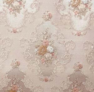 decora furnishings luxurious woven jacquard victorian floral damask design heavy fabric for upholstery chair window treatment craft - renaissance rococo - 54" width - fabric by the yard (peach)