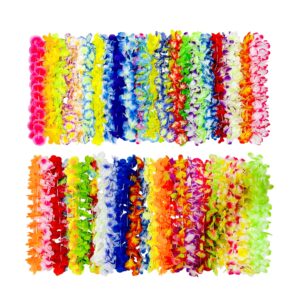 gooduping 50 pcs hawaiian leis, perfect luau party supplies for summer beach vacations, essential party decorations for birthday, graduation, and wedding celebrations