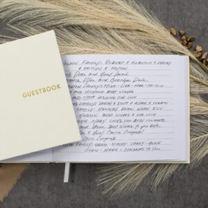 Beautiful Linen Wedding Guest Book for Your Wedding Reception - Simply Elegant Guestbook to Sign in and Add Polaroid Photos - The Perfect Wedding Or Baby Shower Guest Book and Addition to Your Big Day