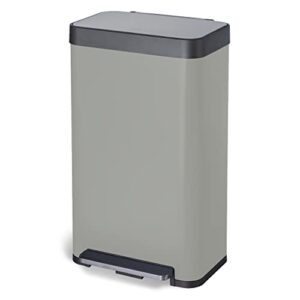 home zone living 18.5 gallon large capacity kitchen trash can, tall stainless steel liner-free body, 70 liter capacity, gray ocean fog, virtuoso series