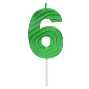 2.76inch terraced Fields Shape Number 6 Green Candles, Green 6 Candles/Cake Toppers for Birthday, Wedding, Baby Shower, Anniversary Decorating and Celebrating for Adults/Kids Party(Green 6)