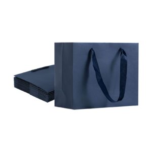 umoonfine navy blue gift bags bulk, 12 pack navy blue paper gift bags with handles navy gift bags kraft gift bags 8.7x3.9x7.1 inches gift wrap bags for wedding, party,shopping, merchandise business