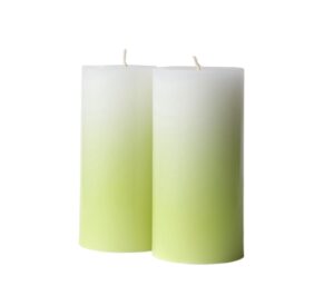 ombre gradation pillar candles by modern candle design hand poured in the usa set of 2 unscented (turquoise, 3 x 6)