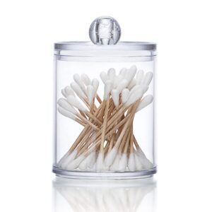 qtip dispenser apothecary jars bathroom with lids - organizer qtip holder storage canister clear plastic acrylic jar for cotton ball,cotton swab,q-tips,cotton rounds, type 2