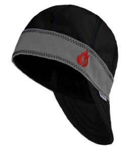 knox welding caps for men 7 5/8, 8 panel welder's cap, double stitched, cotton duck canvas, deep crown design for safety & protection, welder caps (black 7-5/8)