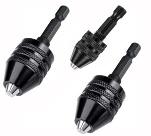 rzjzgz 3 pcs keyless drill chuck bit 1/4 inch hex shank keyless drill chuck conversion tool,0.3-6.5 mm&0.3-3.6 mm&0.8-8mm quick screwdriver drill adapter for micro drill bit