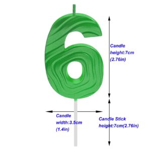 2.76inch terraced Fields Shape Number 6 Green Candles, Green 6 Candles/Cake Toppers for Birthday, Wedding, Baby Shower, Anniversary Decorating and Celebrating for Adults/Kids Party(Green 6)