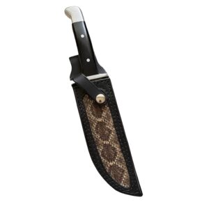 custom leather right hand knife sheath fits buck 124, fixed blade knife holder, black