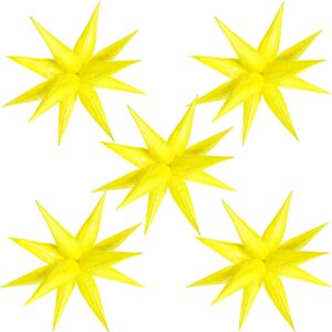 60 pcs yellow star balloons 26 inch large explosion star balloon 12 point spike foil balloons for birthday wedding sunflower lemon party decoration background