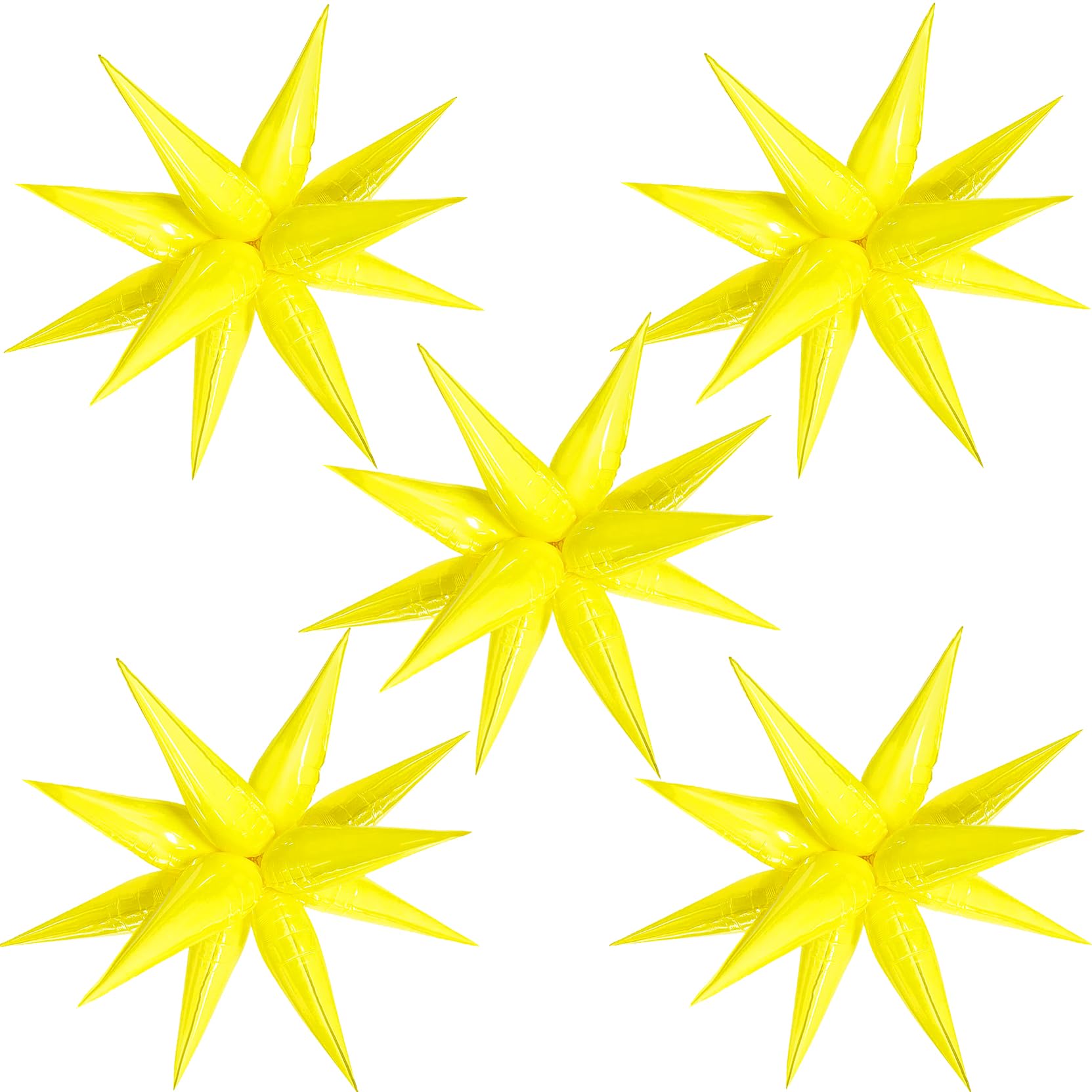 60 Pcs Yellow Star Balloons 26 inch Large Explosion Star Balloon 12 Point Spike Foil Balloons for Birthday Wedding Sunflower Lemon Party Decoration Background