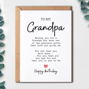 To My Grandpa - Grandpa Birthday Card - Grandpa Is The Greatest Gifts In My Life - Birthday Card For Grandpa - Gift For Grandpa Card- Christmas Gifts For Grandpa