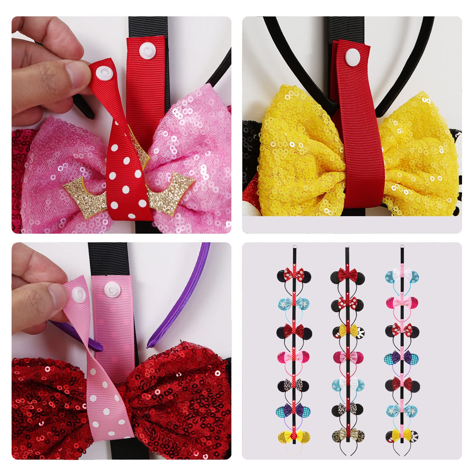 Fancheer 3Pcs Mouse Ears Headband Holder Hair Accessories Storage Headpiece Hanger Organizer Hanging Wall Display Decor