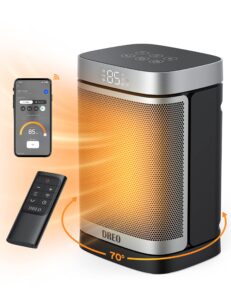 dreo 1500w smart space heaters for indoor use, portable heater with 70°oscillation, wifi alexa & google assistant electric heater, with thermostat & remote, safety small heater for office home