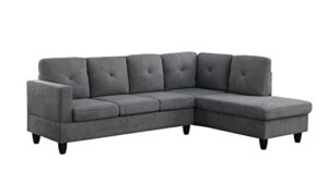 lilola home ivan dark gray woven sectional sofa with right facing chaise