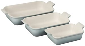 le creuset stoneware heritage set 3 rectangular dishes, sea salt