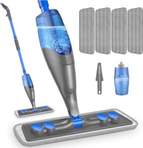 spray mops for floor cleaning- floor mop microfiber flat mop wet dry dust mop with refillable 635ml bottle 4 washable pads sprayer for hardwood floor laminate tiles wood ceramic vinyl home kitchen