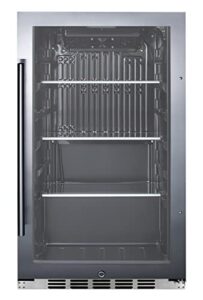 summit appliance spr488bosh34 shallow depth indoor/outdoor beverage cooler, 3.13 cu.ft. capacity, 17.75" depth, weatherproof design, sealed back, factory installed lock, led lighting, black interior