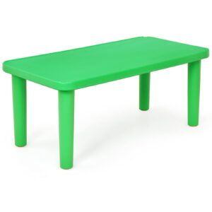 kotek rectangular kids activity table, lightweight plastic table for art, craft, homework, snack time, square children table for playroom, daycare, preschool (green)