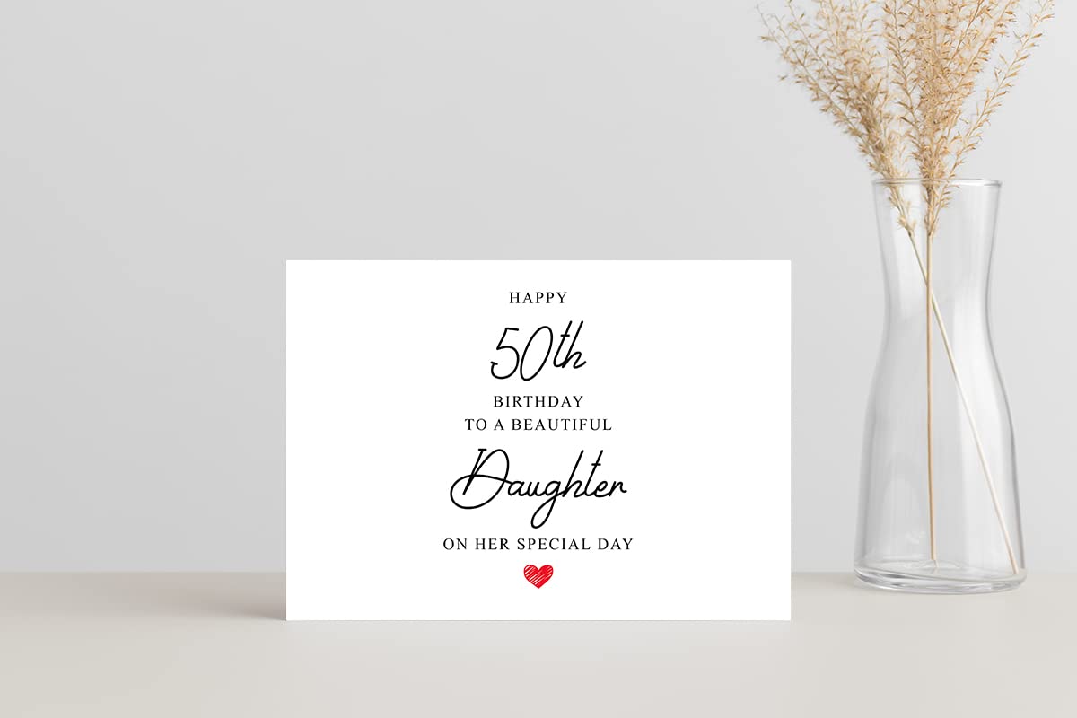 Emily gift Daughter 50th Birthday Card - Happy 50th Birthday To A Beautiful Daughter On Her Special Day - 50th Daughter Card For Her