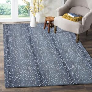 restoration and renovation antelope cheetah blue animal contemporary handmade 100% woolen area rugs & carpets (blue, 6x9)