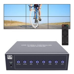 iseevy 4k60 uhd video wall controller 2x3 3x2 1x5 1x6 4k tv wall controller for 6 tv splicing display support 3840x2160@60hz inputs and rotate 90 degree for portrait mode screens