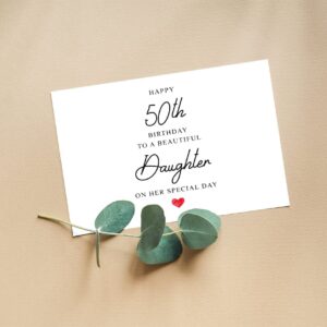 Emily gift Daughter 50th Birthday Card - Happy 50th Birthday To A Beautiful Daughter On Her Special Day - 50th Daughter Card For Her