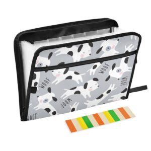 zzkko 13 pockets expanding file folder cute dogs animal grey with sticky labels accordion file folder document organizer letter size a4 papers expandable file keeper