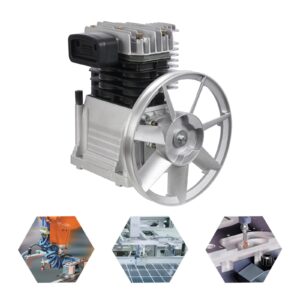 3HP Air Compressor Pump, Oil Lubricated Air Compressor Piston Pump Head Twin Cylinder Aluminum Air Compressor Head With Silencer and Screw, Breathing Nozzle 250L/min Cast Iron (2065-2.2KW-3HP)