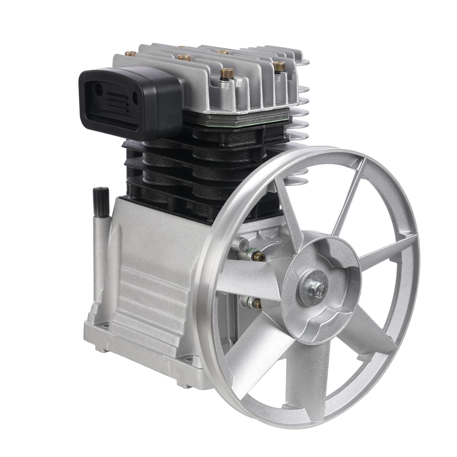 3HP Air Compressor Pump, Oil Lubricated Air Compressor Piston Pump Head Twin Cylinder Aluminum Air Compressor Head With Silencer and Screw, Breathing Nozzle 250L/min Cast Iron (2065-2.2KW-3HP)