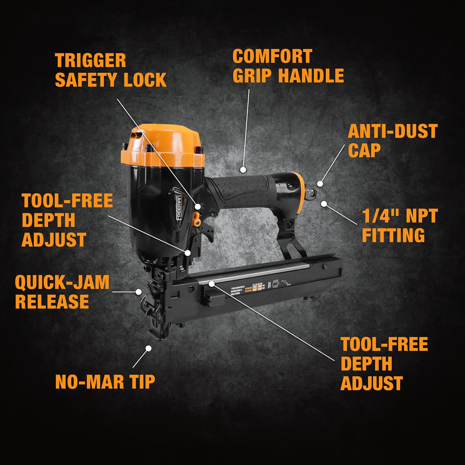 Freeman PWCS50 Pneumatic 16-Gauge 1" Wide Crown Stapler for DeWalt® and Bostitch® 16S2 Series Staples