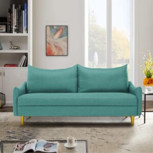 hdxdkog loveseat sofa, 67'' mid century modern small love seat for small space, upholstered 2 seater sofa comfy couch furniture for living room, bedroom apartment (green)