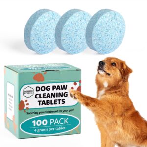 evergreen pet supplies dog paw cleaning tablets - 100 count, 4g tea tree oil fizz tablets - dog itchy paw relief - deep cleans, soothes, moisturizes yeasty paw pads - helps stop frequent paw licking