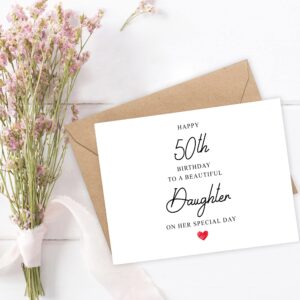 Emily gift Daughter 50th Birthday Card - Happy 50th Birthday To A Beautiful Daughter On Her Special Day - 50th Daughter Card For Her