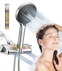 hopopro filtered shower head with handheld combo, dual water softener shower head with massage, high pressure shower head with filters for hard water, remove chlorine, reduce dry itchy skin