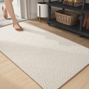 color&geometry large door mat 3x5 ft entryway rugs indoor, luxury, low pile, heavy-duty, easy clean, 36"x59" indoor mat, soft rugs for bedroom bedside rug neutral area carpet (beige)