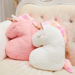 maitys 2 pcs decorative unicorn pillows for girls bedroom gift for christmas large soft unicorn throw pillows white pink fluffy plush stuffed animal pillows birthday baby shower cute home decor