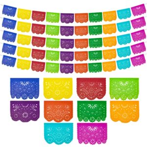 mexican party banners (5 pack - 10 tissue paper flags per banner/not plastic) - papel picado banner - mexican themed party decorations - papel picado mexicano para fiesta - fiesta party decorations