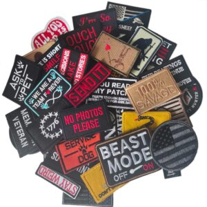 txsn 12pcs random tactical morale patches bundle, full embroidery loop and hook fasten patches set for caps, bags, backpacks, harness, vest, military uniforms,tactical gears etc