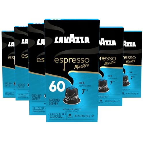 Lavazza Espresso Maestro Decaf (DEK) Aluminum Capsules Compatible with Nespresso* Original Machines, Medium Espresso Roast, Arabica and Robusta Blend (60 Capsules)