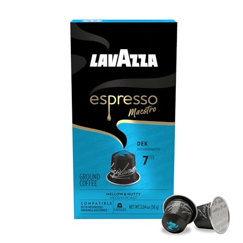 Lavazza Espresso Maestro Decaf (DEK) Aluminum Capsules Compatible with Nespresso* Original Machines, Medium Espresso Roast, Arabica and Robusta Blend (60 Capsules)