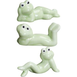 wayuto 3pcs japanese ceramic chopstick stand rest cute animal chopstick rest rack dinner spoon stand knife fork holder frog porcelain chopstick rest holder for dining table tableware rest