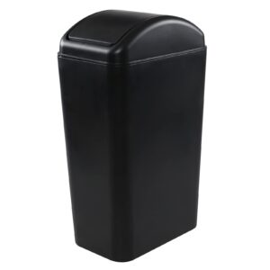 leendines 14 liter plastic trash can, garbage bin with swing lid (black)