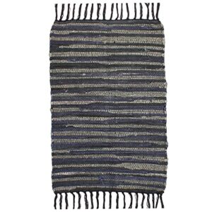 asraie eco friendly hand woven & reversible cotton chindi rag rug 100% recycled cotton area rug for living room kitchen entryway 2x3' (black multi)