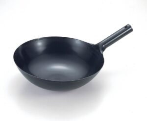 ippinka iron steel wok fry pan - non-stick - 14 inches - made in japan