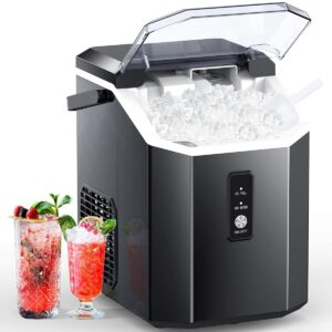 cowsar nugget ice maker countertop, chewable nugget ice cubes machine, quick ice making 34lbs/day, self-cleaning, portable ice machine for home kitchen office party