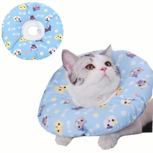 waterproof cat cone collar soft cat recovery suit adjustable cat cones to stop licking puppy kittens donut collar after surgery blue m