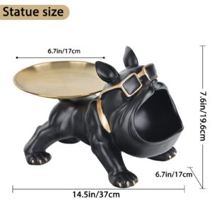 French Bulldog Decor Statues Key Tray, Creative Office Candy Bowl Key Holder Bowl, Cool Men Home Key Bowl for Entryway Table Bulldog Sculpture - For Modern Desk Countertop Halloween Bulldog Gifts