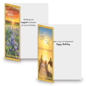 Sunrise Celebration Deluxe Birthday Greeting Cards - Set of 8 (4 Designs), Large 5" x 7", Happy Birthday Cards with Sentiments Inside, includes White Envelope